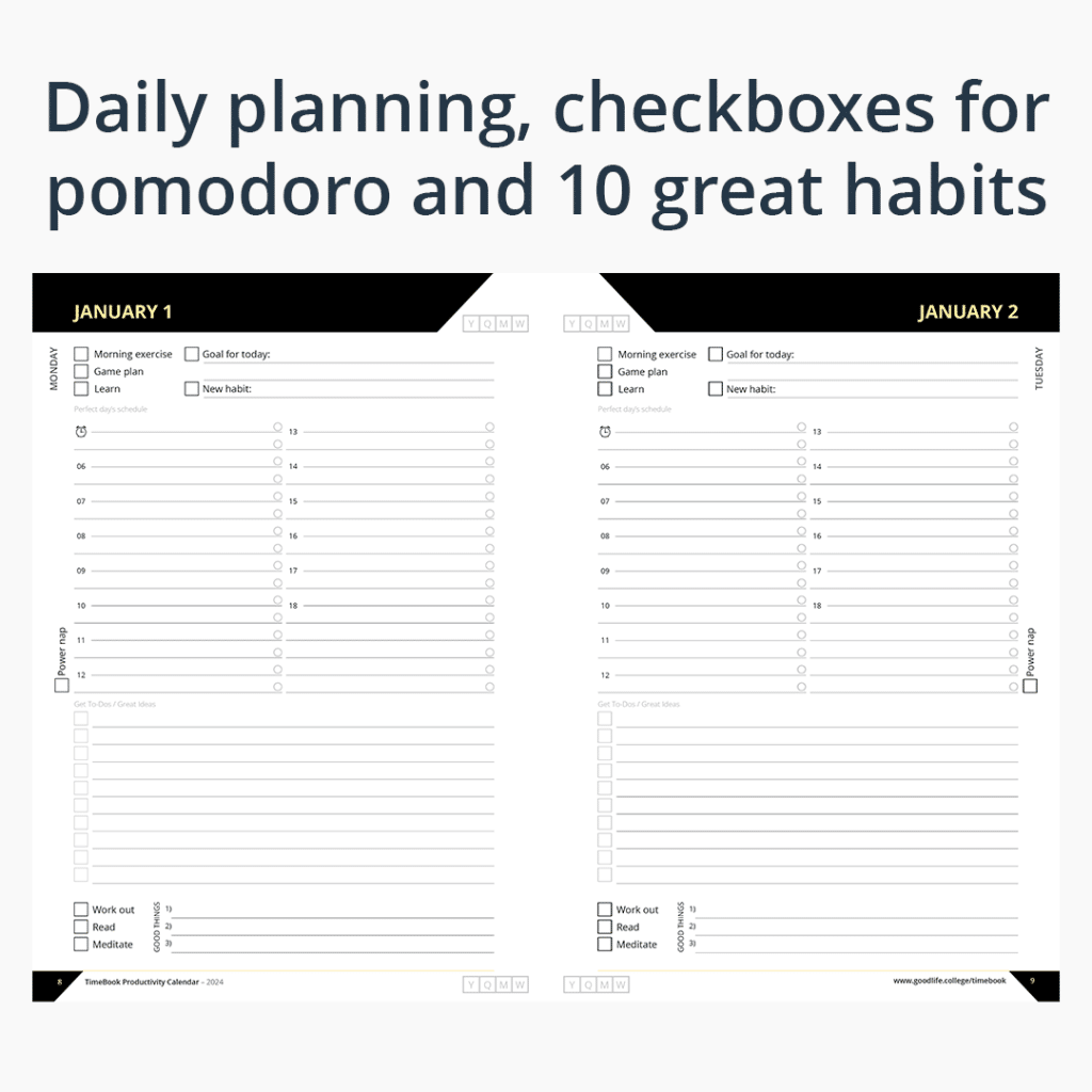 Best Productivity Planner 2024 – TimeBook – Good Life College